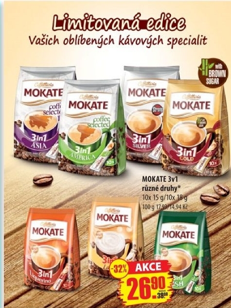 Instantní káva porcovaná 3v1 Mokate v akci Penny Market od 19.10.2016