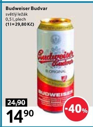 Pivo světlý ležák Budweiser Budvar v akci Tesco od 4.10.2017