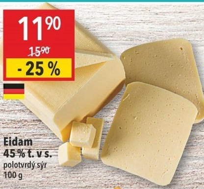 Sýr Eidam 45% v akci Globus od 12.3.2020